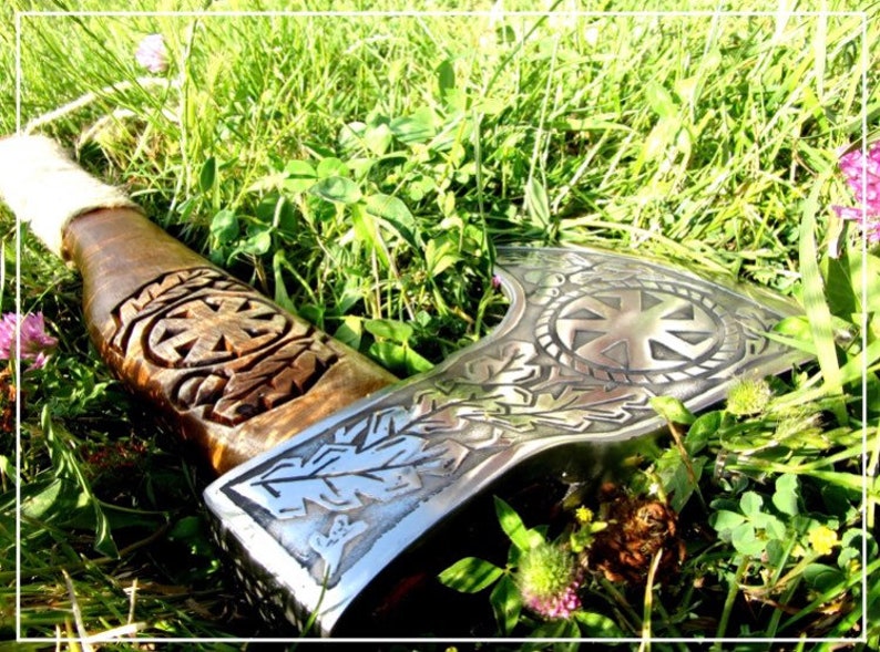 Viking Axe OAK Battle Axe Hand Forged Axe War Axe Goft | Etsy