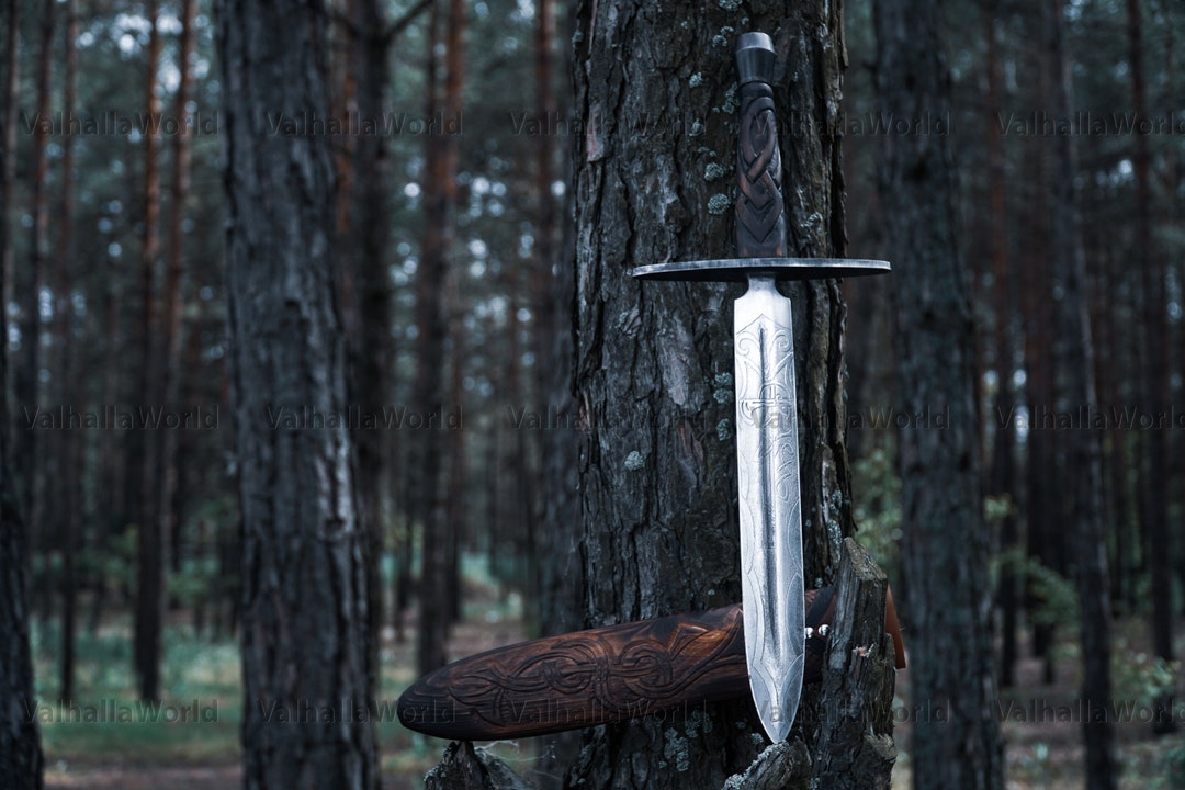 Engraved Viking Dagger, Small Viking Sword, Medieval Hand Forged Sword ...