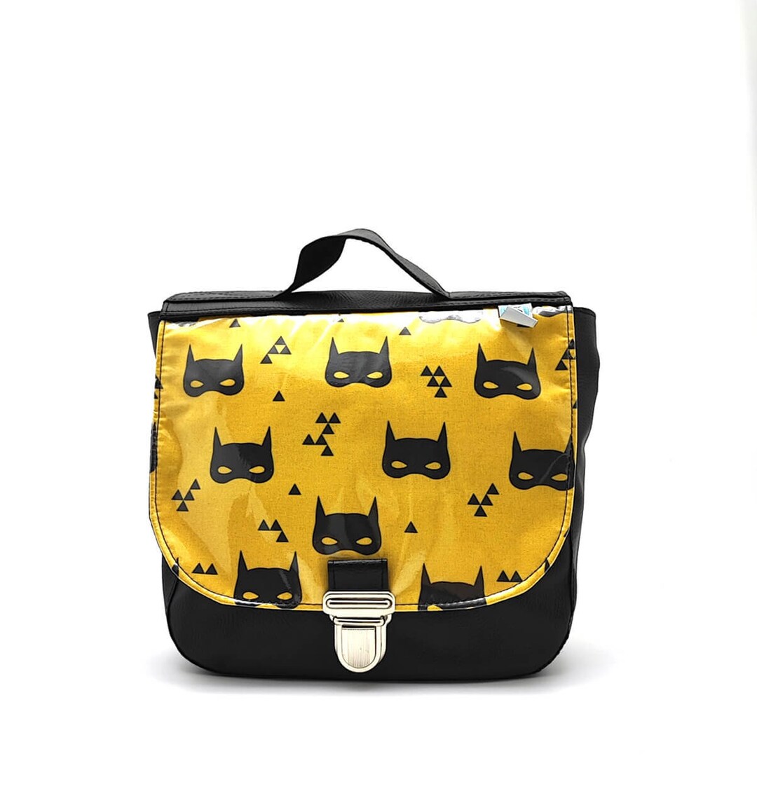 Black and Mustard Batman Boy Kindergarten Backpack in Synthetic Leather ...