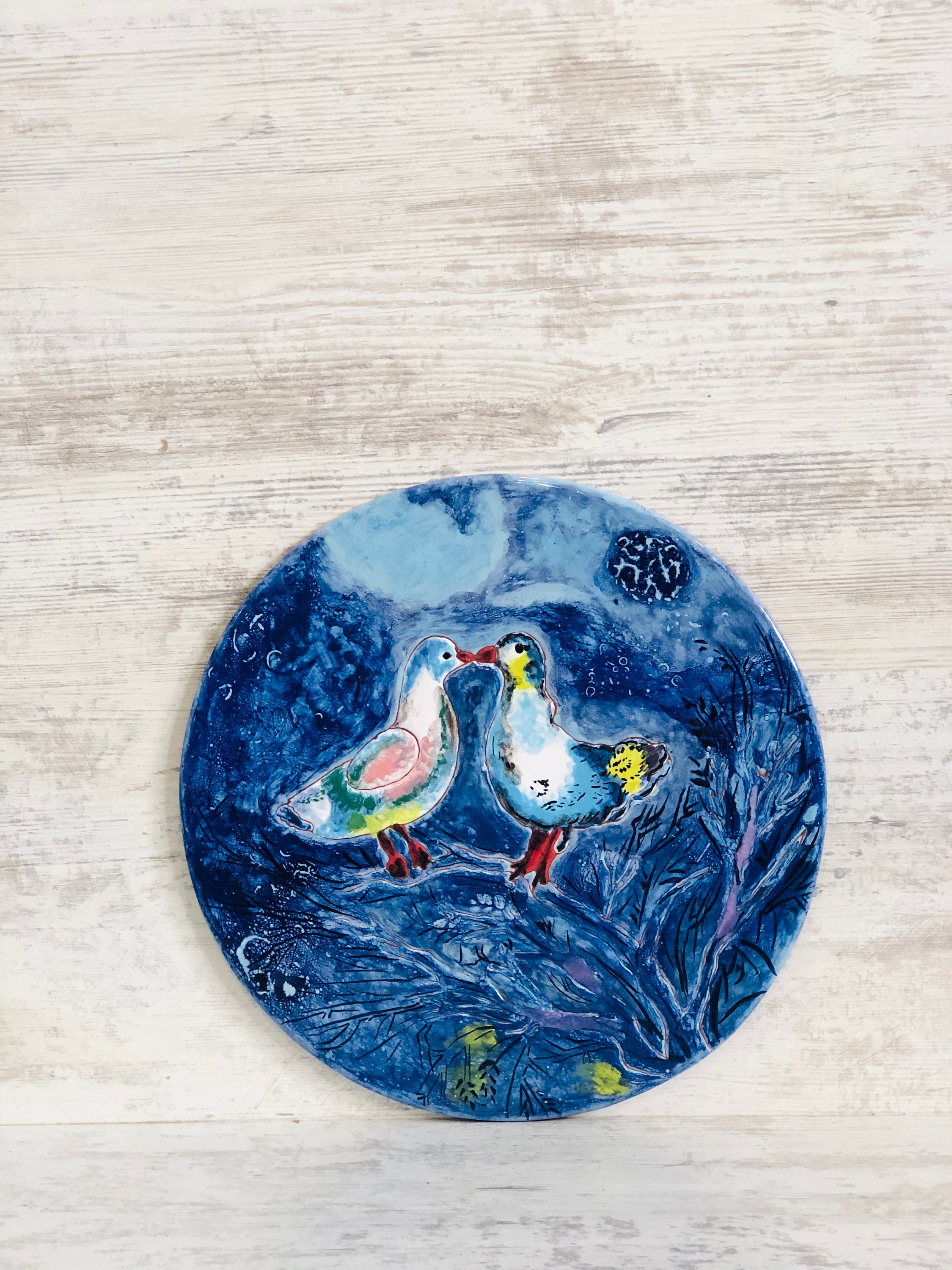 Marc Chagall Two Pigeons Cheese Board Art Deco Furniture Troika Pottery ...