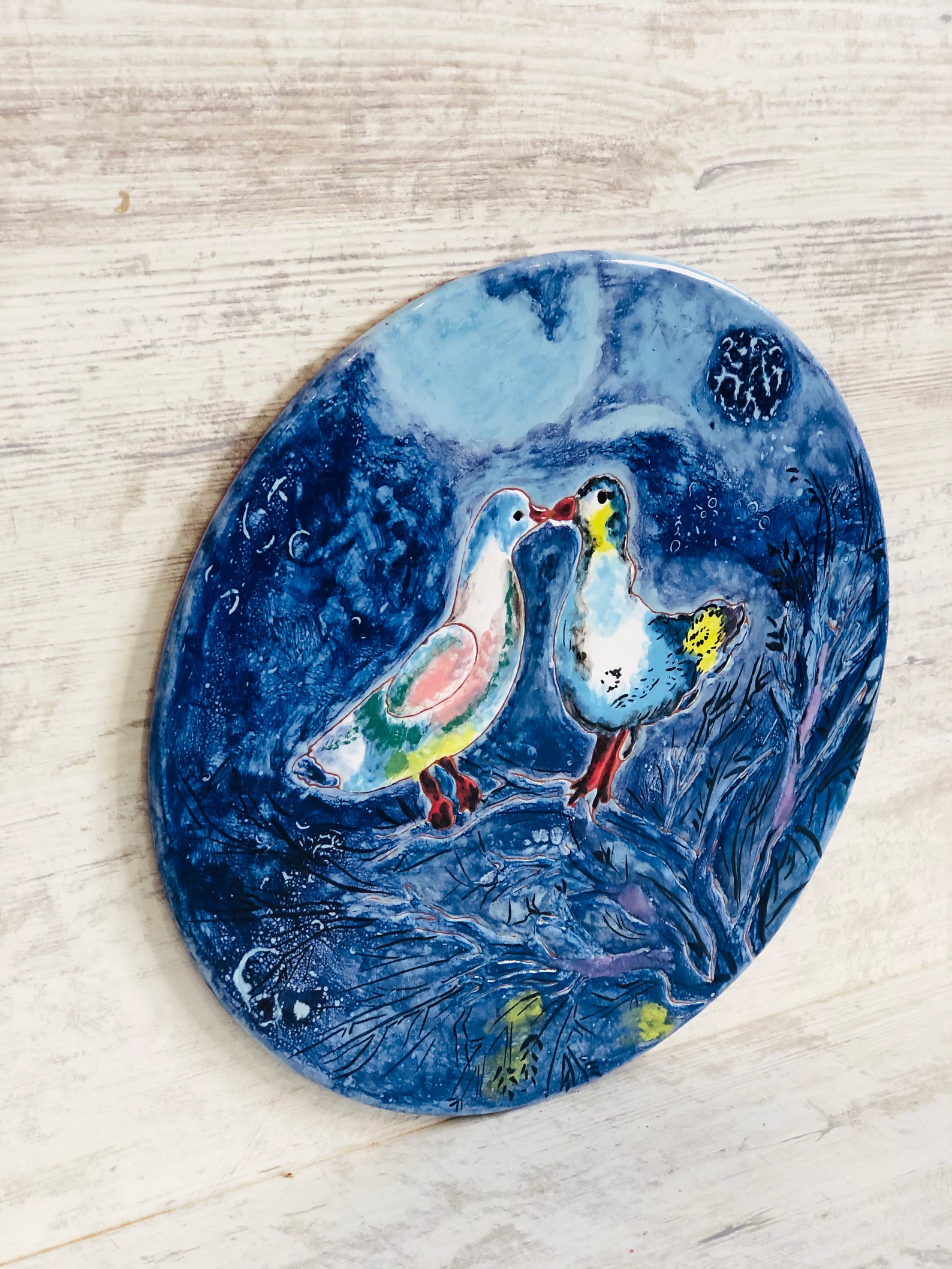 Marc Chagall Two Pigeons Cheese Board Art Deco Furniture Troika Pottery ...