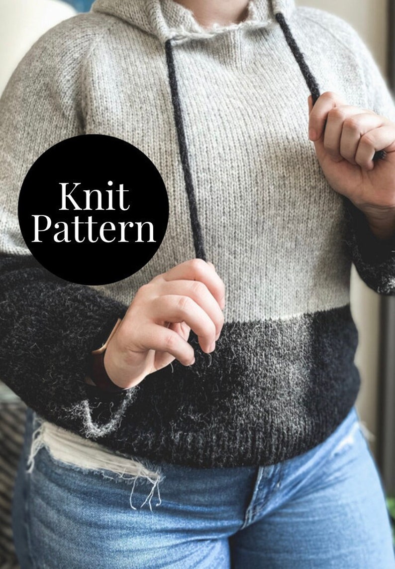 KNITTING PATTERN, Basic B Hoodie Pattern, Knit Hoodie, Top-down Knit ...