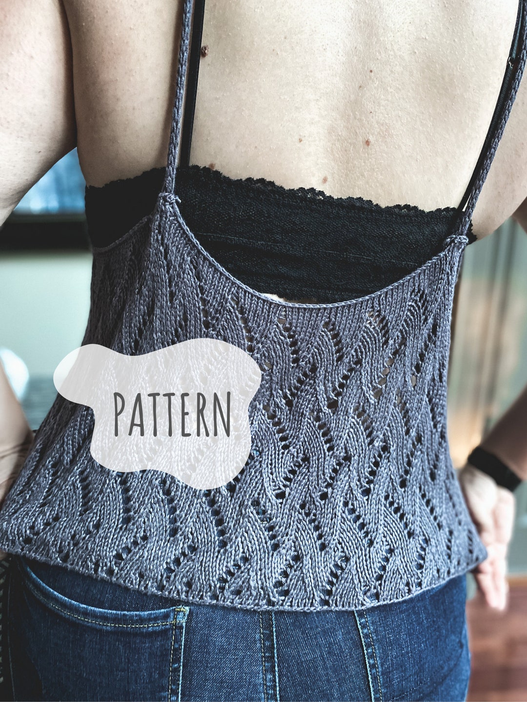 KNITTING PATTERN, Ivy Trellis Tank Knitting Pattern, Lace Back Cami ...