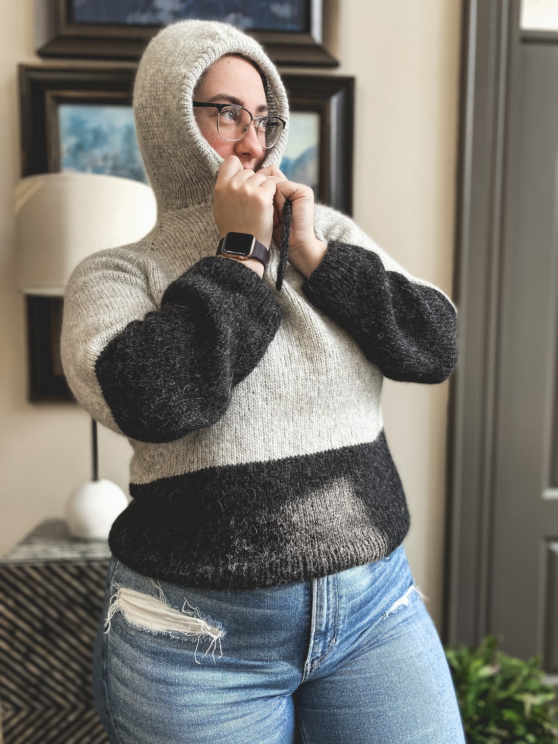 KNITTING PATTERN, Basic B Hoodie Pattern, Knit Hoodie, Top-down Knit ...