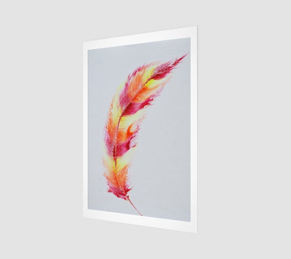 Red Feather Art Print. Wall Art. Home Décor. Decoration | Etsy