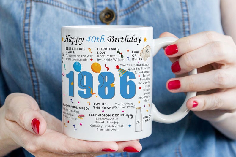 40th Birthday Mug – Born in 1986 Facts – 40 in 2026 – Back in 1986 ...