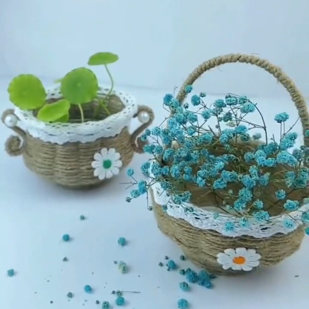 DIY Hemp Rope Flower Basket Tutorial Eco-friendly Crafting Guide ...