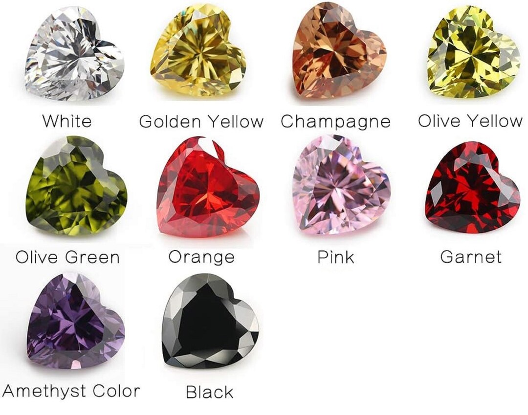 Heart Shape Cubic Zirconia Multi Color AAA Quality Cubic Zirconia Heart ...