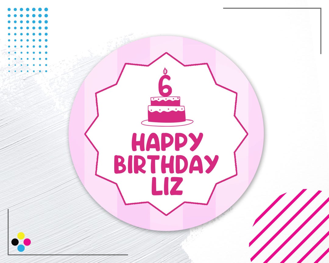 Custom Happy Birthday Labels, Pink Birthday Party Labels for Party ...
