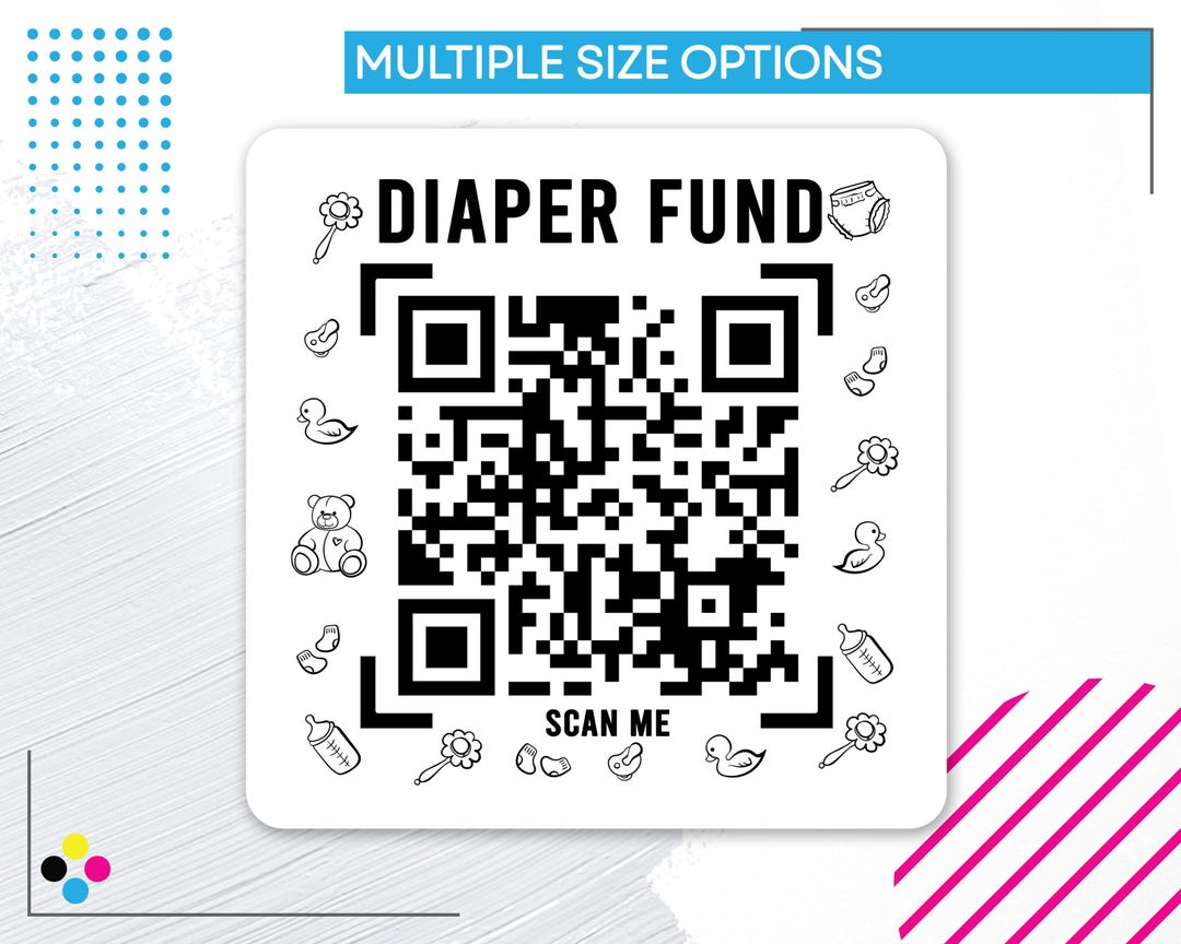 Diaper Fund QR Code Labels, Baby Shower Stickers for Diaper Fund, Scan ...