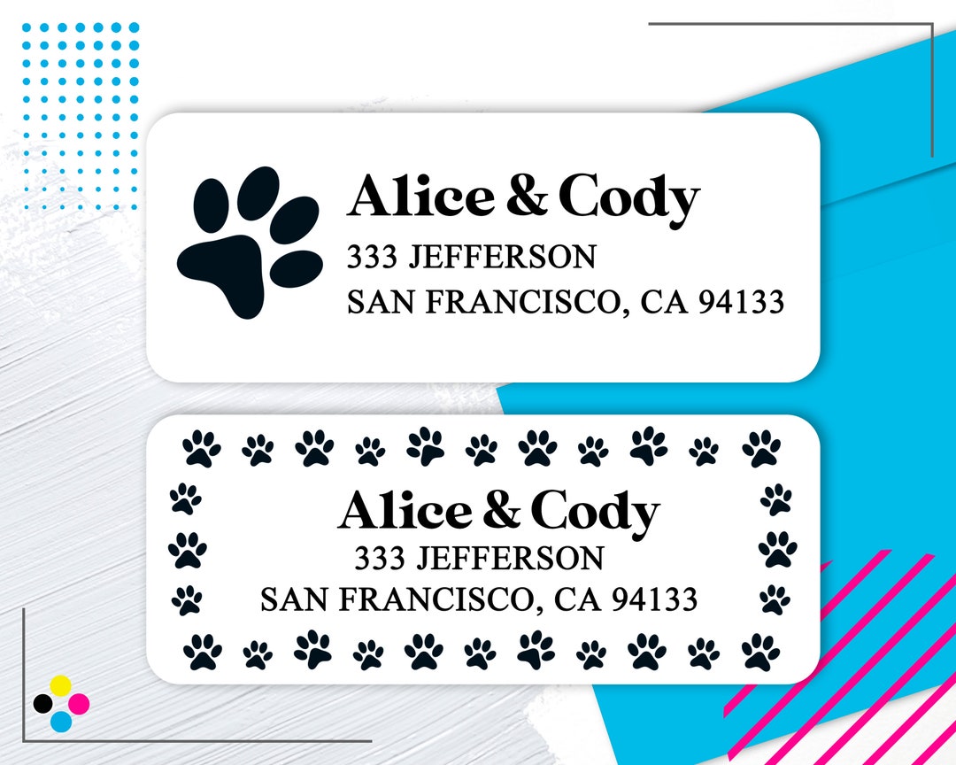 Paw Print Return Address Label Custom Address Label Stickers Animal ...