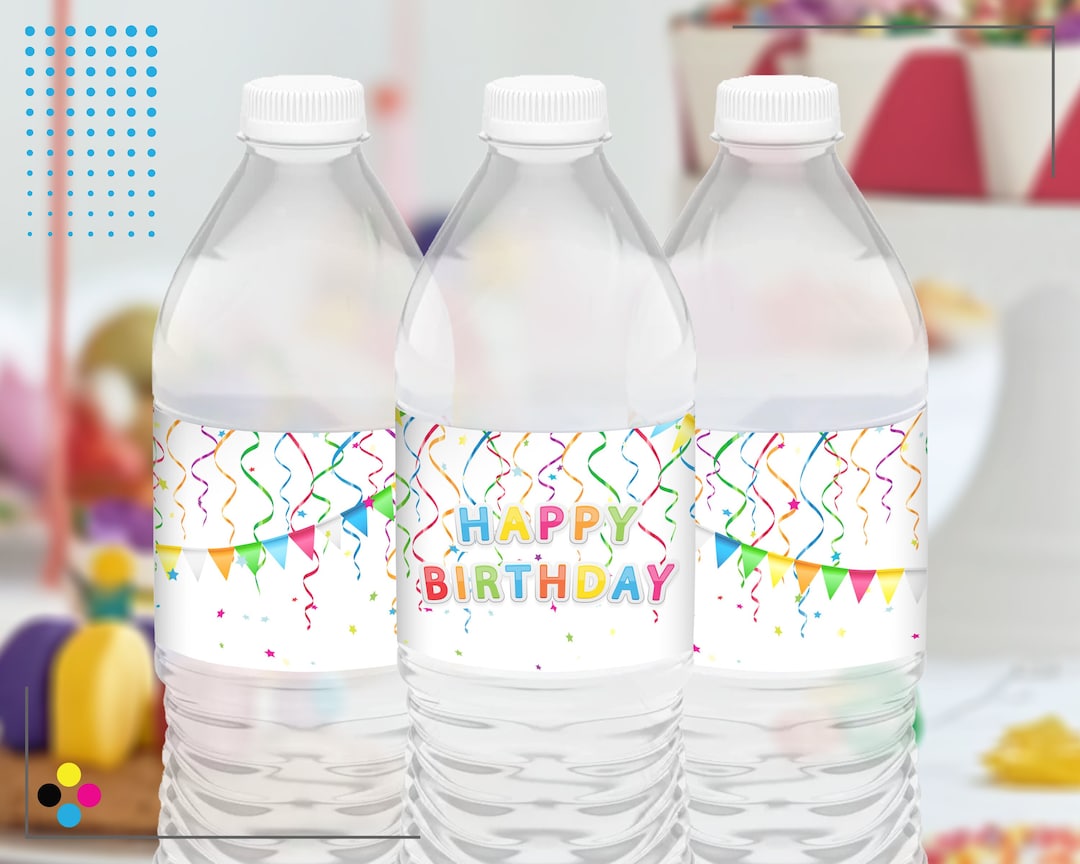 Birthday Party Water Bottle Labels, Birthday Bottle Labels for Party ...