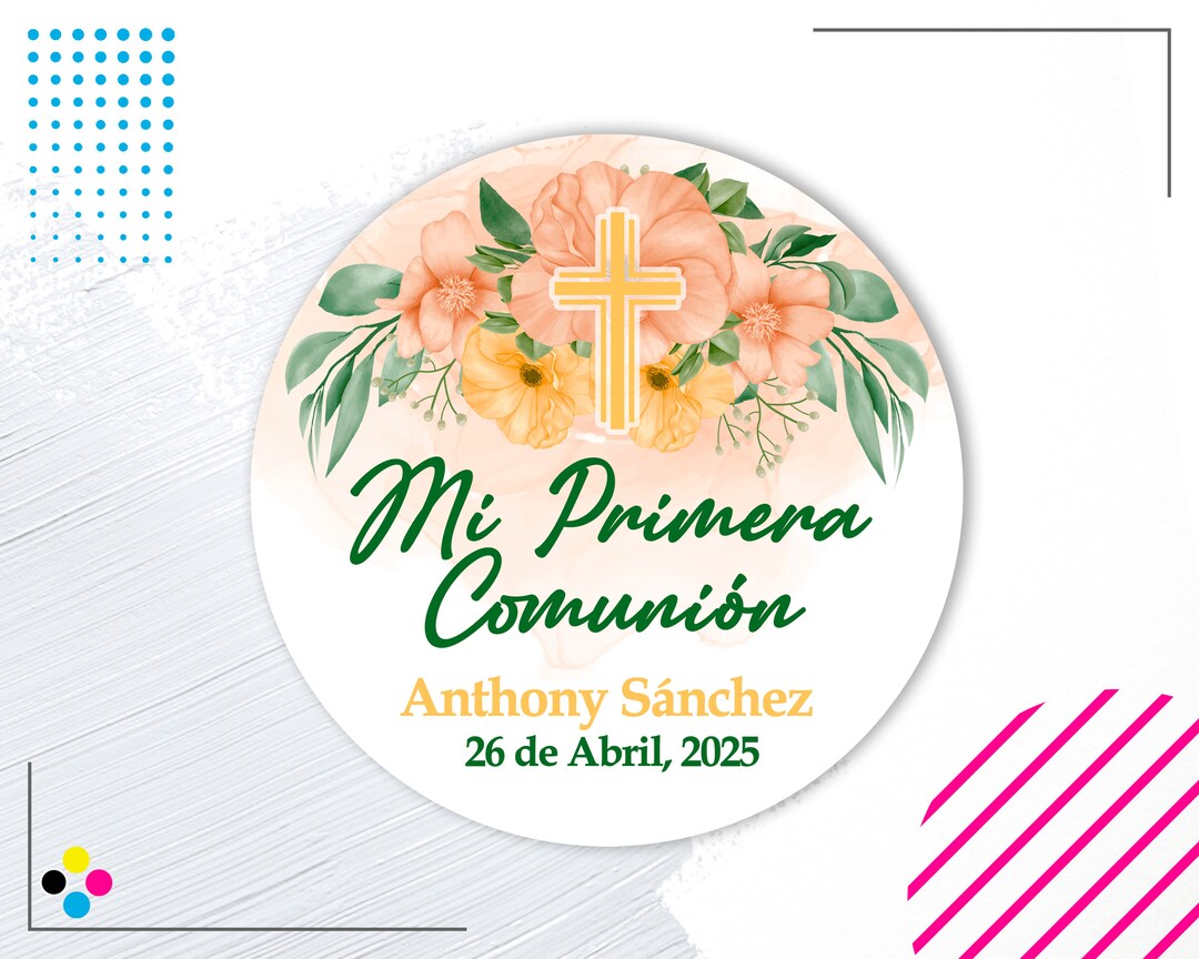 Custom Mi Primera Comunión Labels, First Communion Spanish Baptism ...