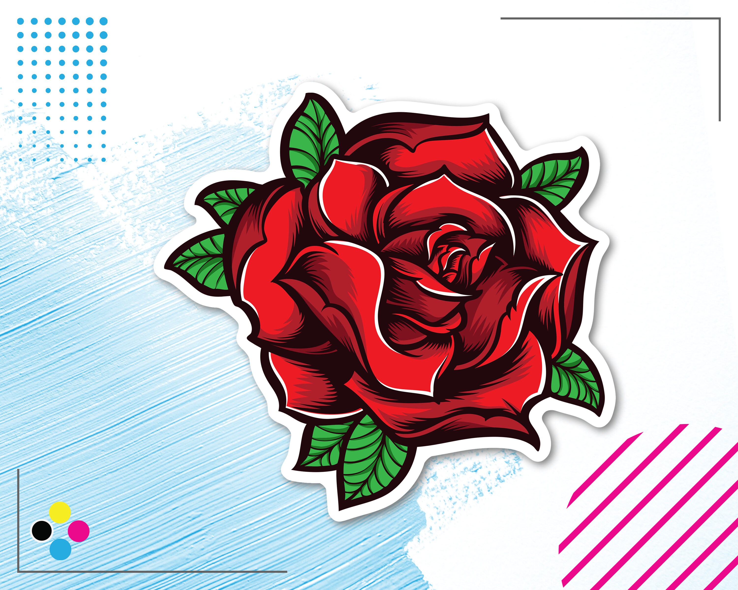 Laptop Sticker Retro Rose Sticker Red Rose Vinyl Decal Rose Sticker ...