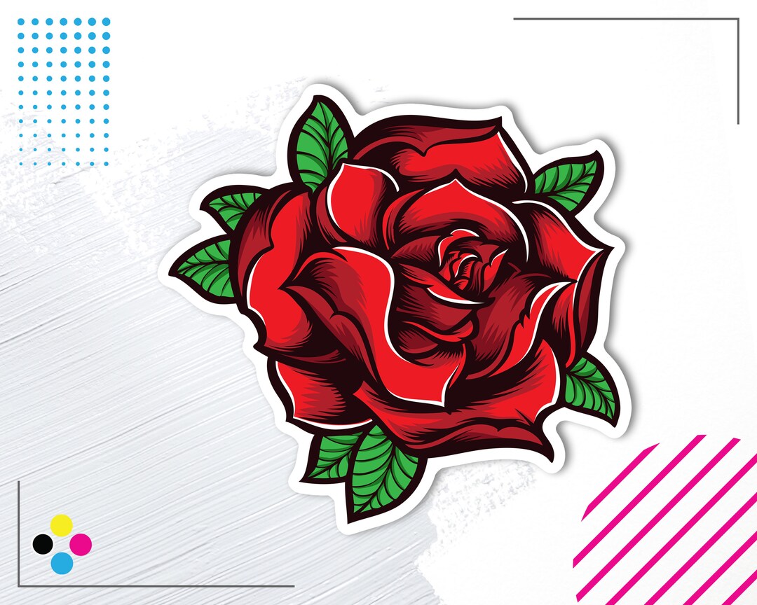 Rose Sticker Red Rose Vinyl Decal American Traditional - Etsy