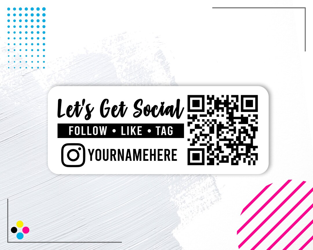 Lets Get Social QR Code Labels, Custom Social Media Stickers With QR ...