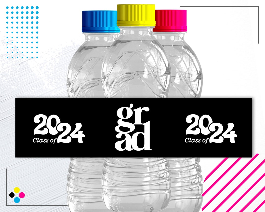 Class of 2024 Grad Party Labels, Water Bottle Labels for Graduation ...