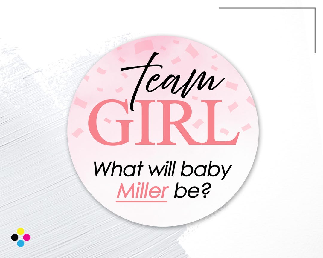 Gender Reveal Team Girl Labels, Custom Baby Shower Favor Labels ...