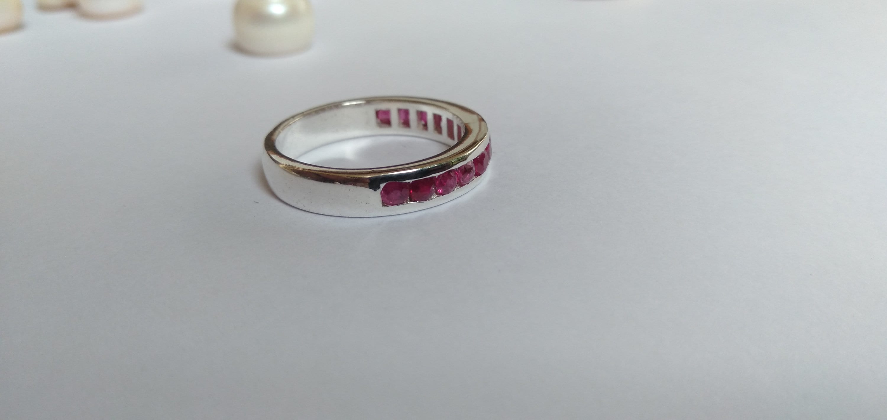 Sterling Silber 925 Natur Rubin Band Ring Halbe Ewigkeit - Etsy.de