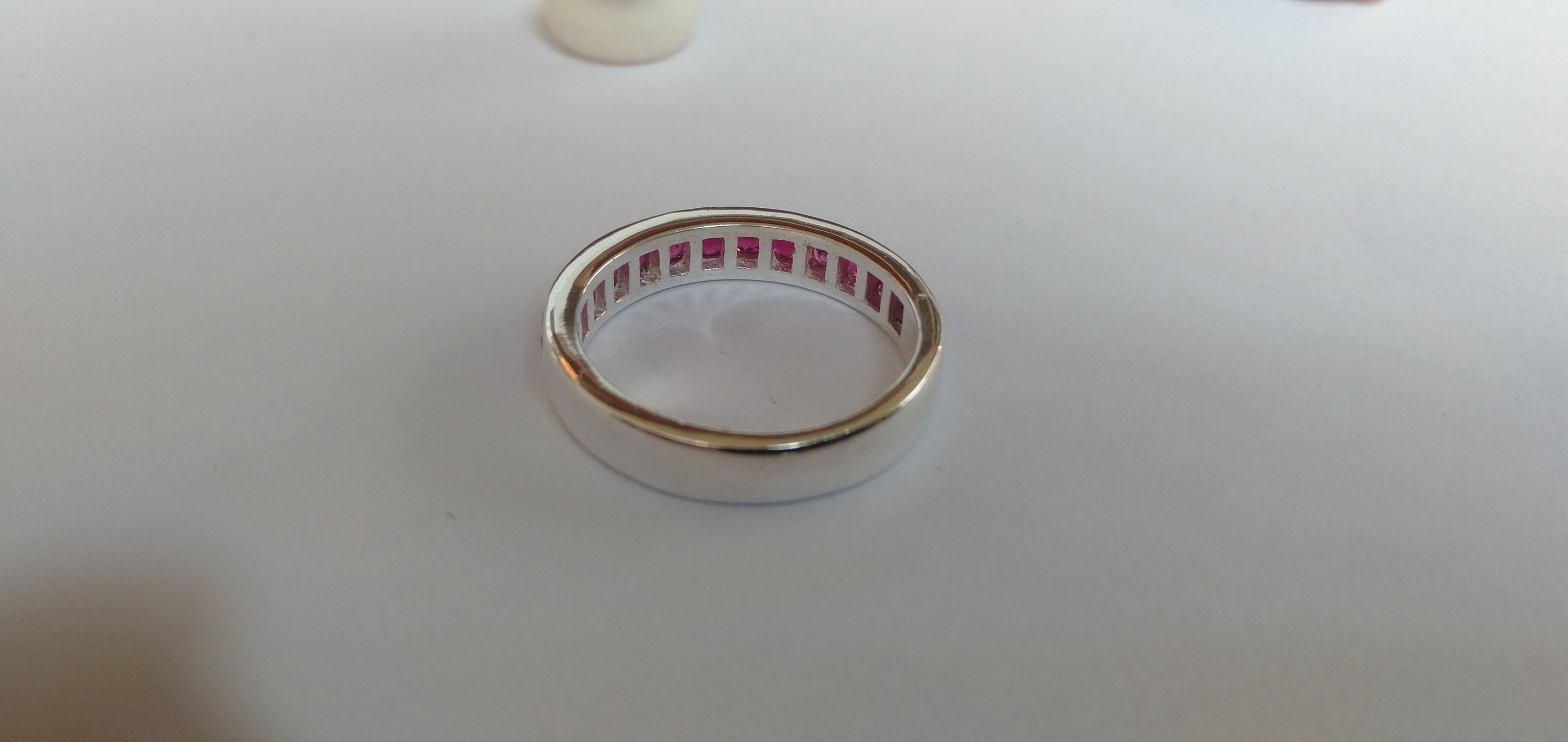 Sterling Silber 925 Natur Rubin Band Ring Halbe Ewigkeit - Etsy.de