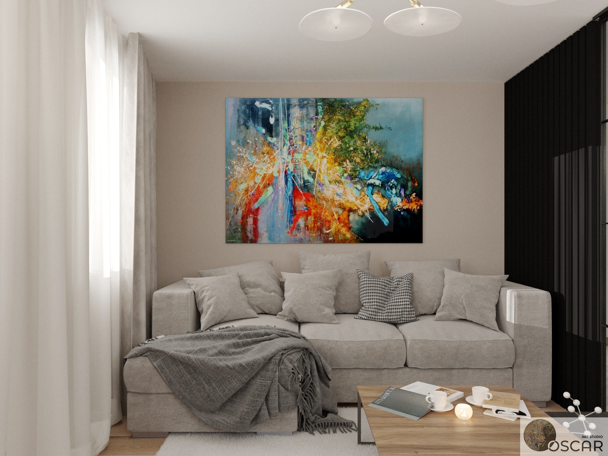 Colorful Abstract Paintings on Canvas in Bright Сolors Art | Etsy