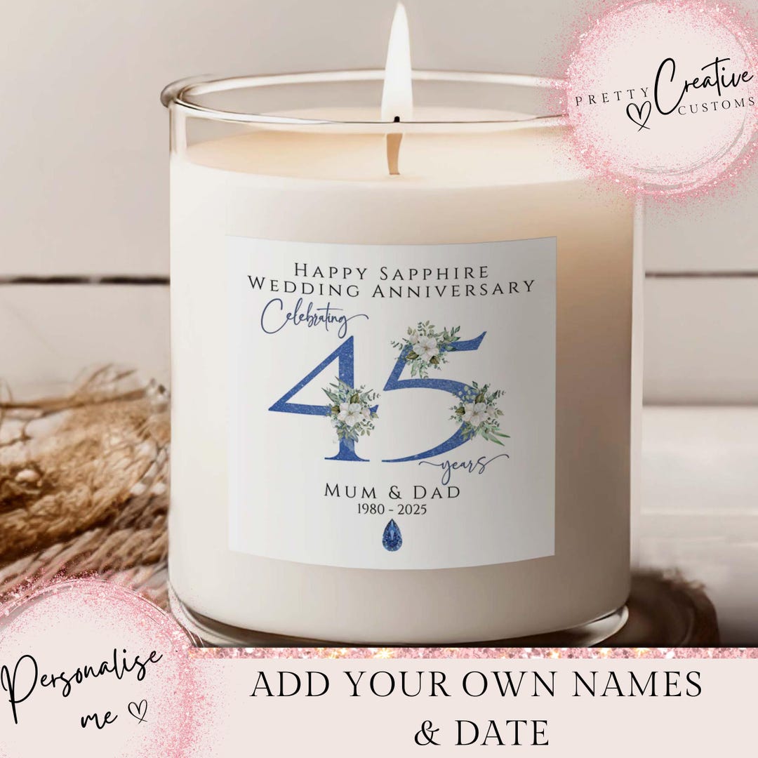45th Wedding Anniversary Candle, Sapphire Wedding Anniversary Gift ...