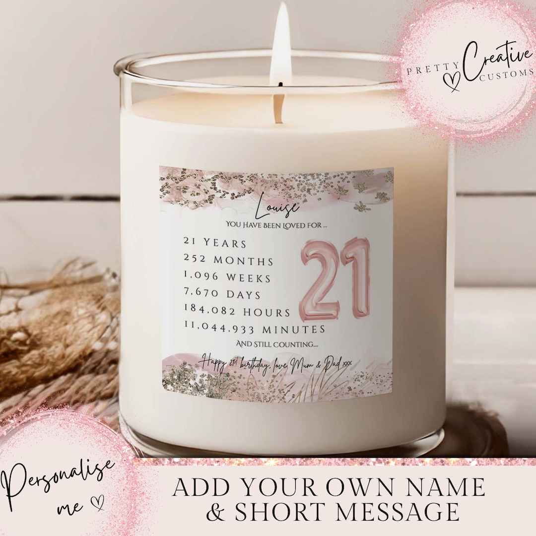 21st Birthday Candle Gift for Her Personalised Birthday Gift Daughter ...