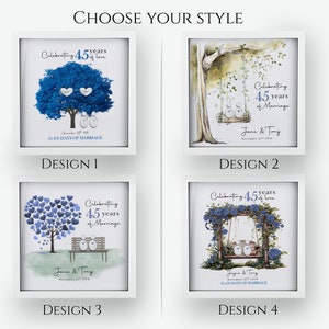 45th Wedding Anniversary Gift | Family Tree Framed Print | Sapphire ...