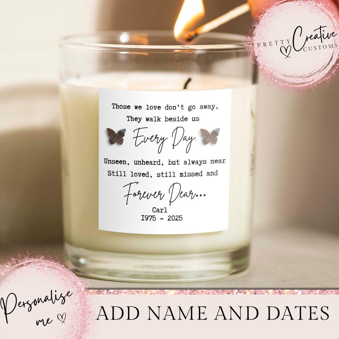 Personalised Memorial Candle, Memorial Gift, Personalised Candle, Wax ...