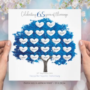65th Wedding Anniversary Gift | Family Tree Framed Print | Sapphire ...