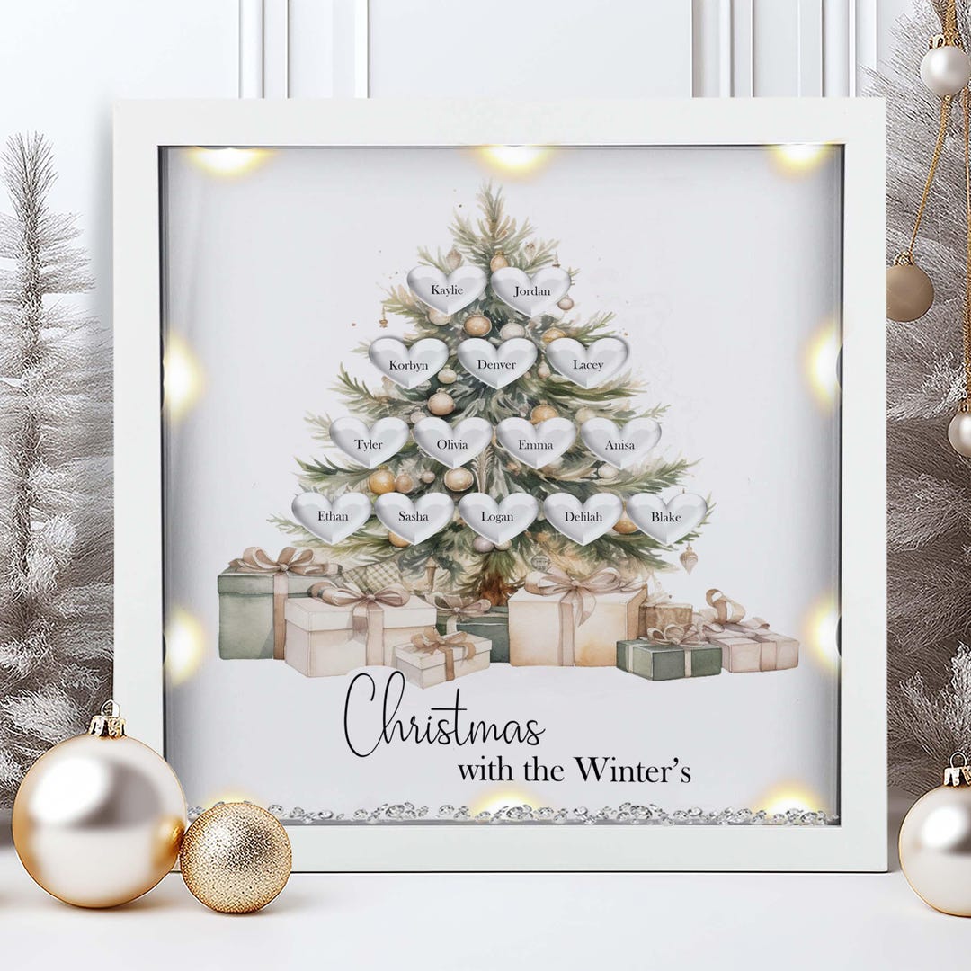 Personalised Christmas Family Tree Frame Gift Family Tree Print, Gift ...