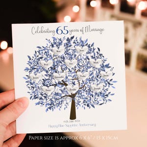 65th Wedding Anniversary Gift | Family Tree Framed Print | Sapphire ...