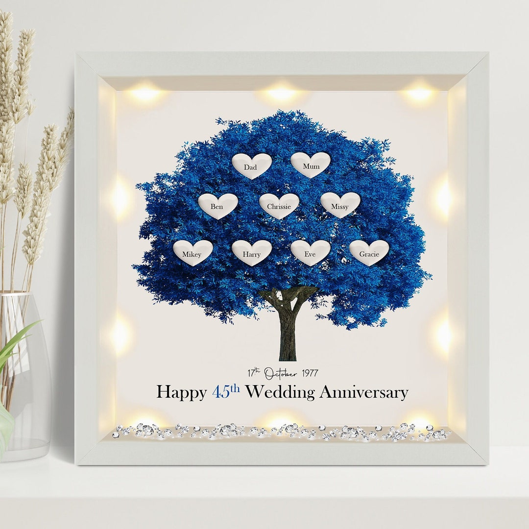 45th Wedding Anniversary Gift Family Tree Framed Print - Etsy