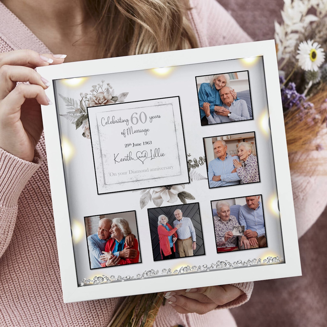 Personalised 60th Wedding Anniversary Framed Print Diamond Anniversary ...