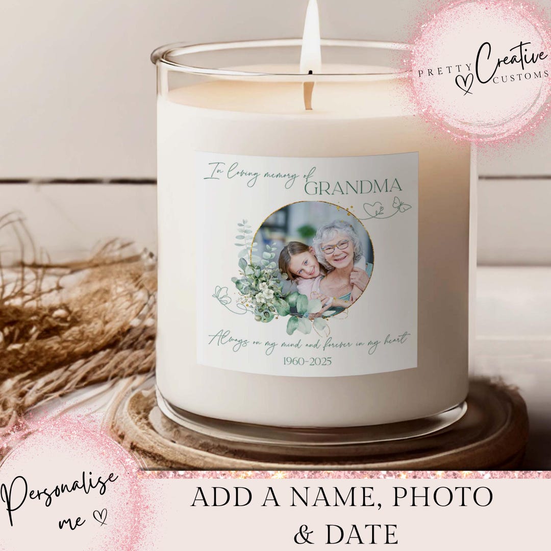 Personalised Memorial Candle, Memorial Gift, Personalised Remembrance ...