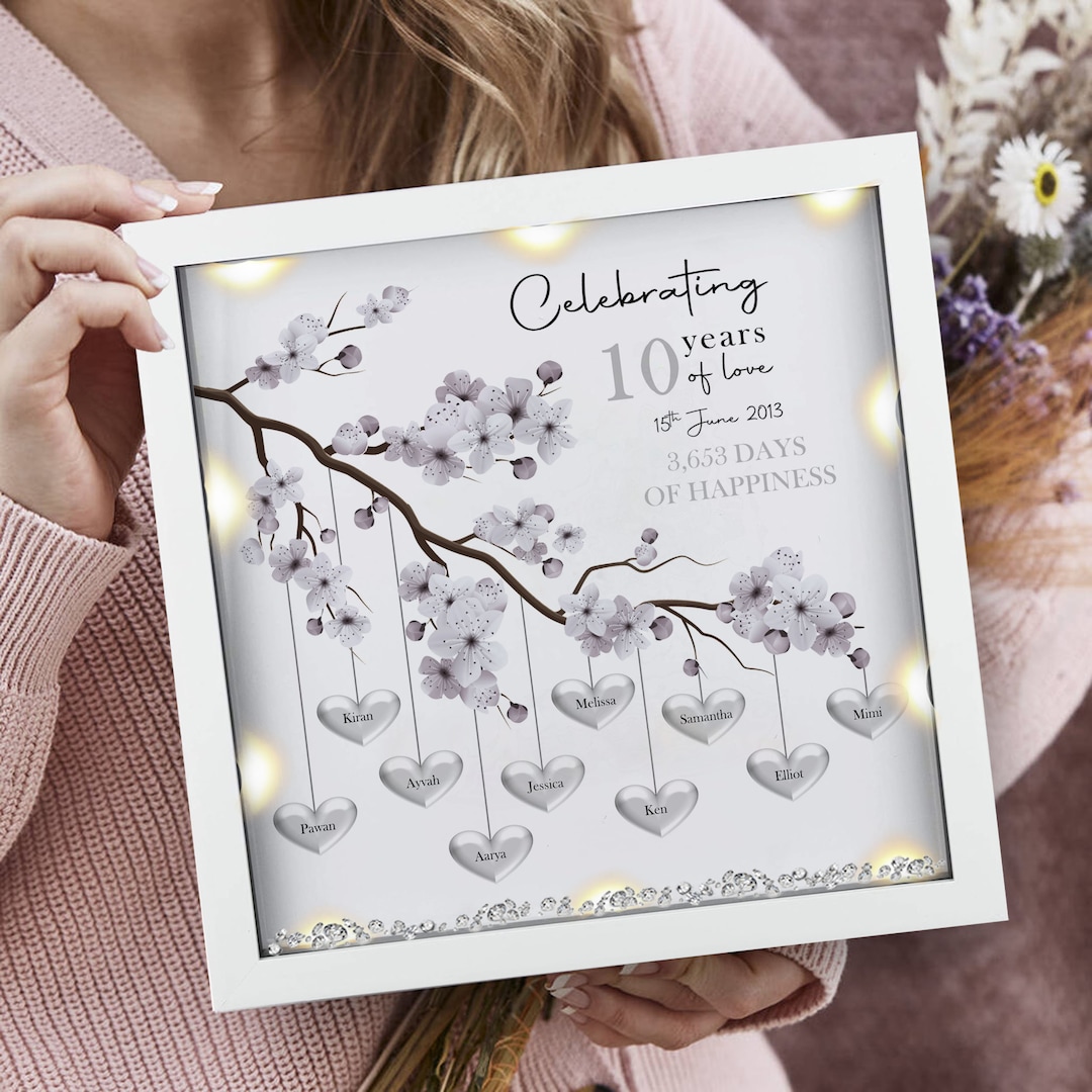 10th Wedding Anniversary Gift Family Tree Framed Print Wedding ...