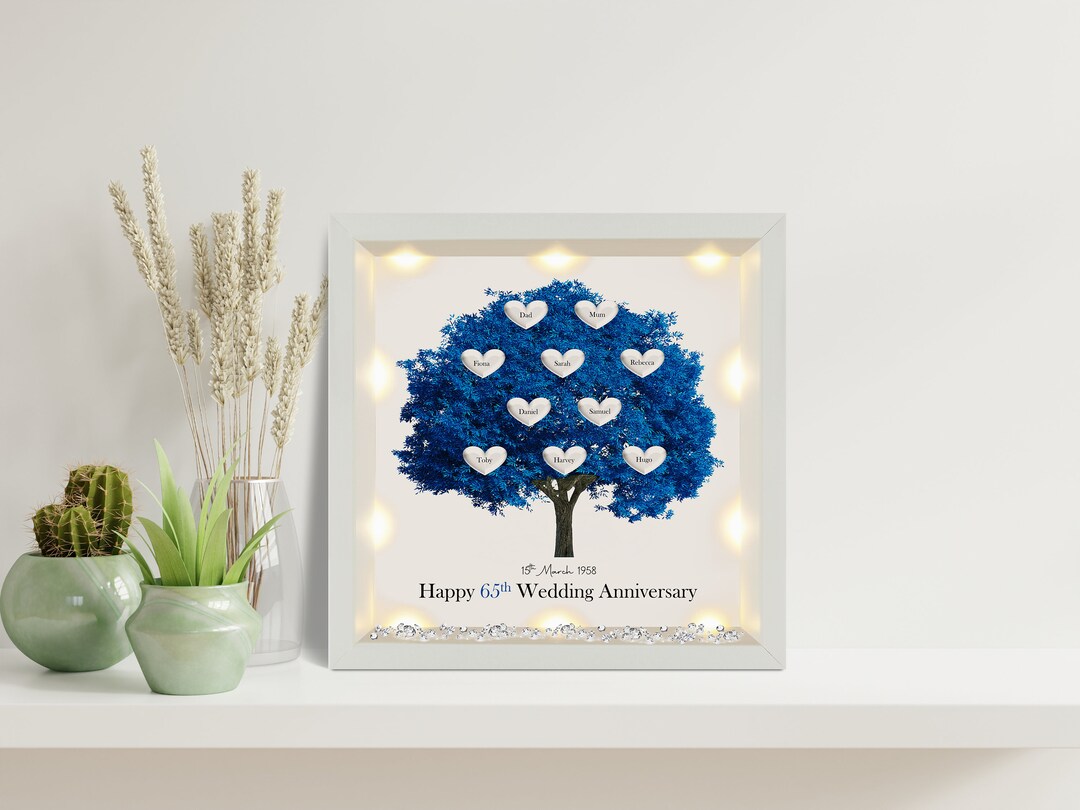 65th Wedding Anniversary Gift Family Tree Framed Print - Etsy