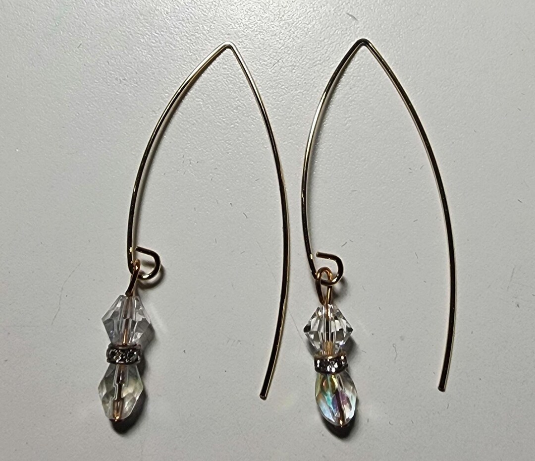 Crystal Bead Gold Ear Wires - Etsy