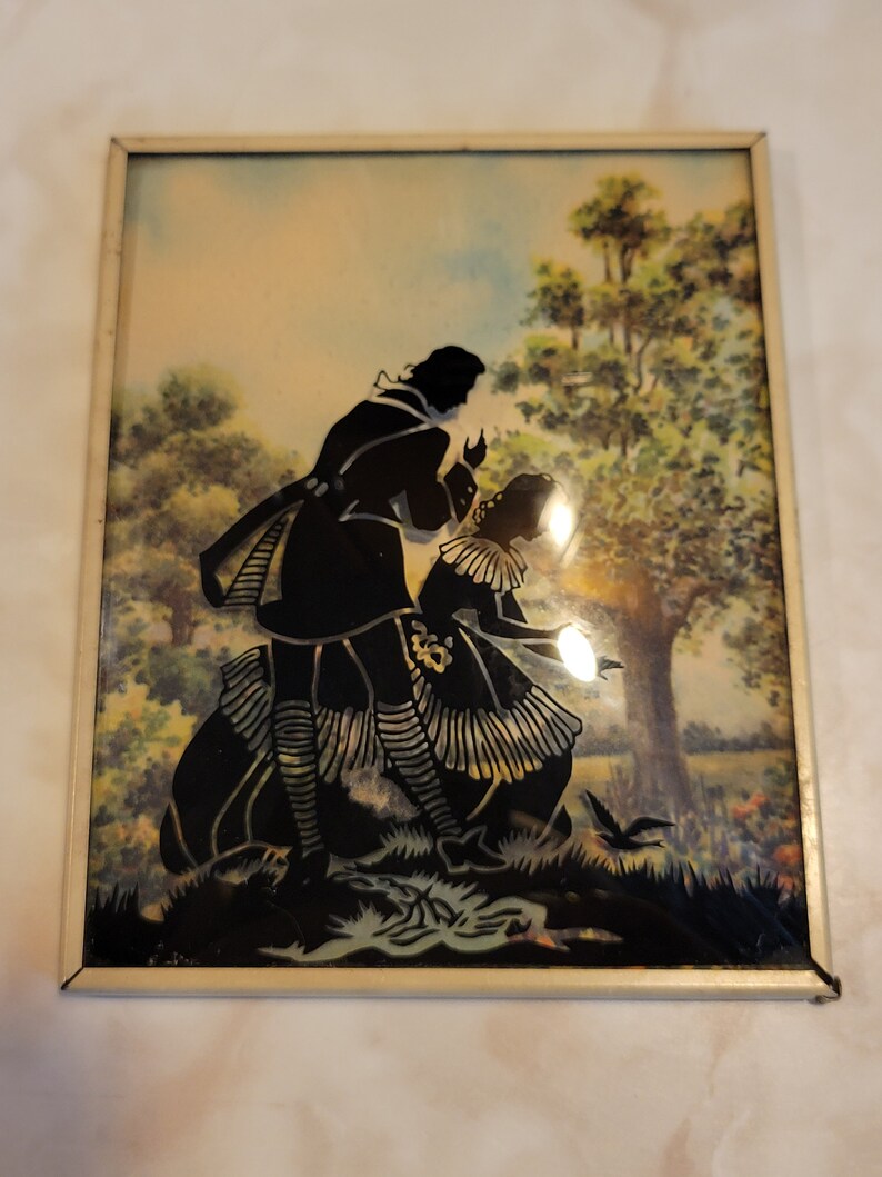 1940s Reverse Painted Concave Glass Picture - Etsy