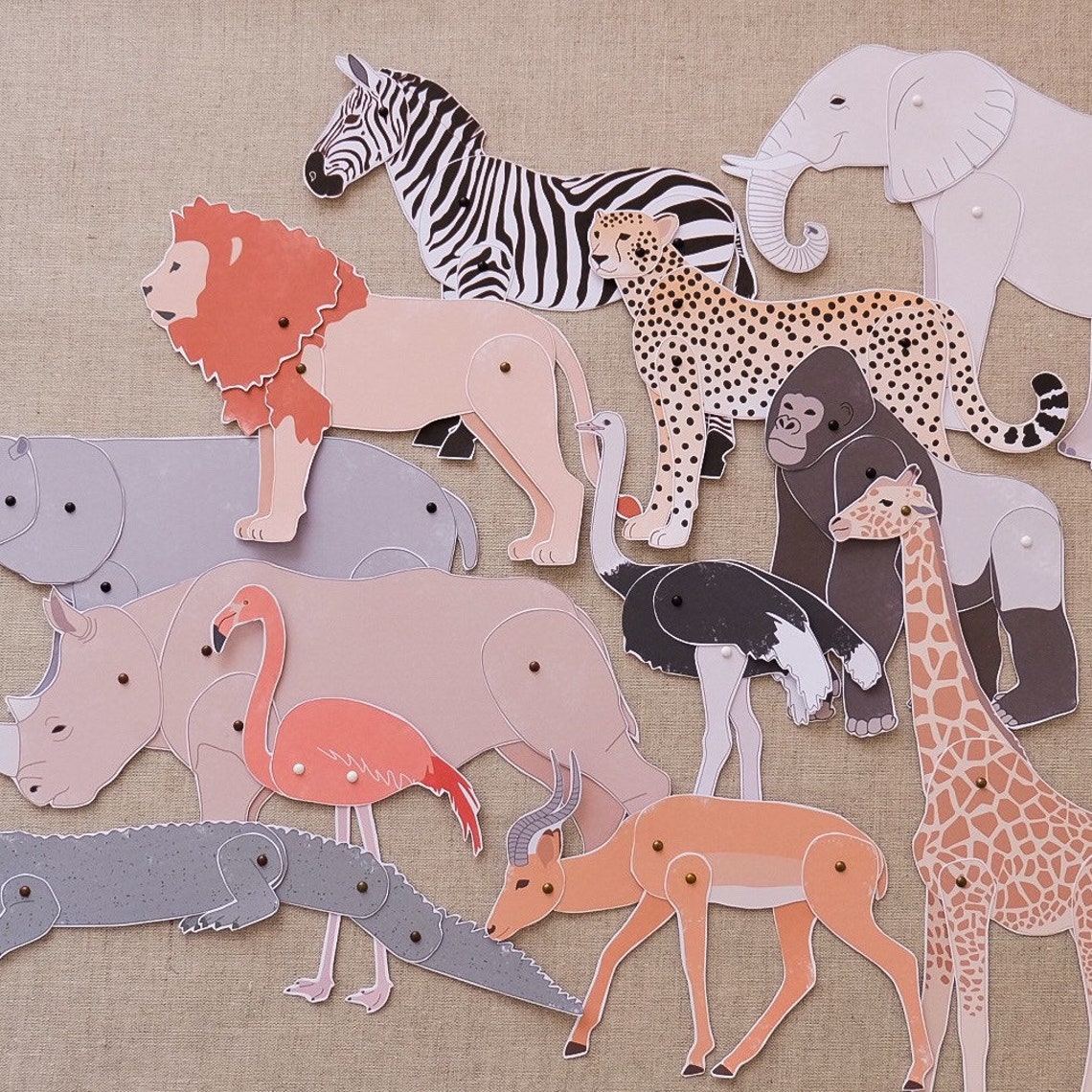 12 Safari Animals Paper Puppets. Printable. - Etsy
