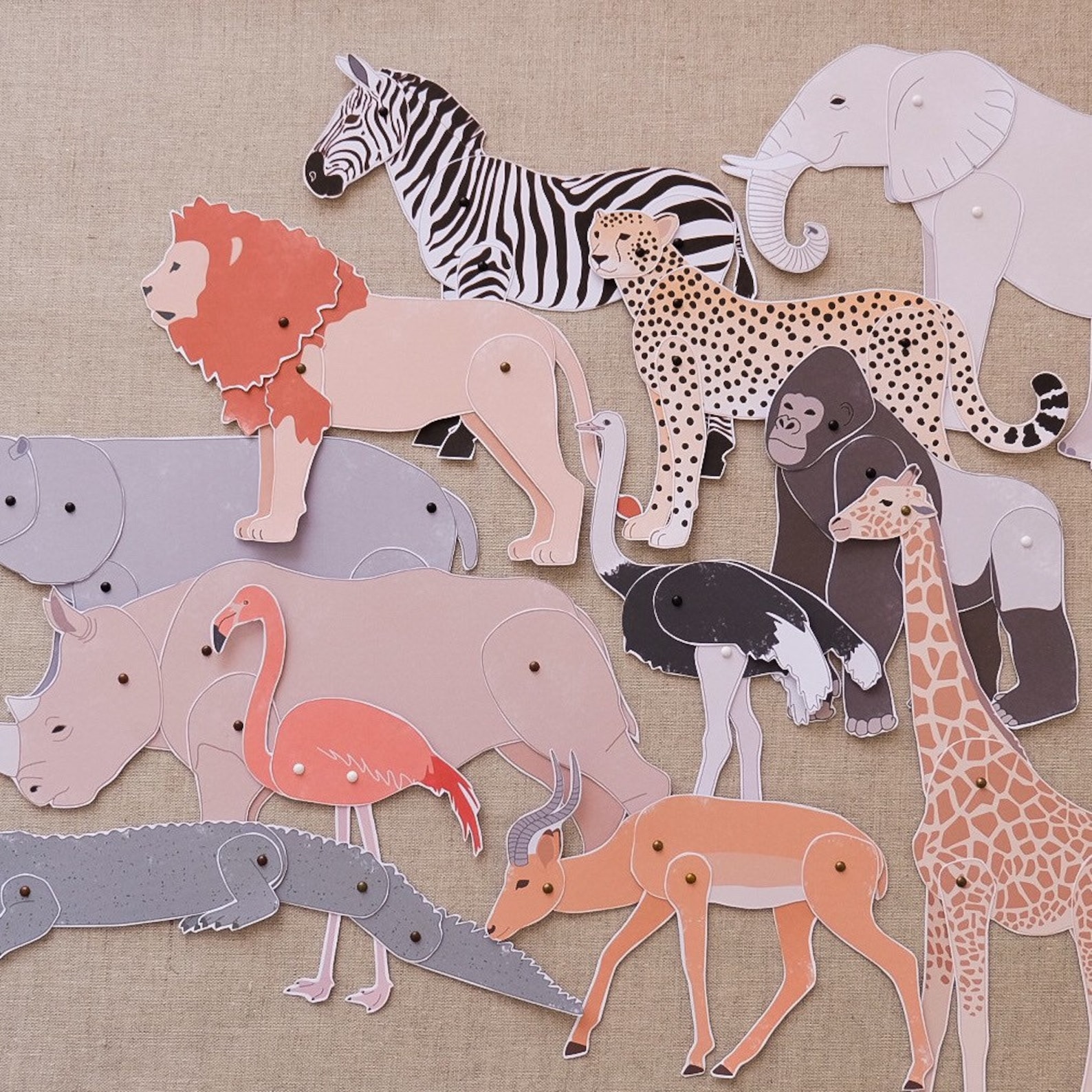 12 Safari Animals Paper Puppets. Printable. - Etsy
