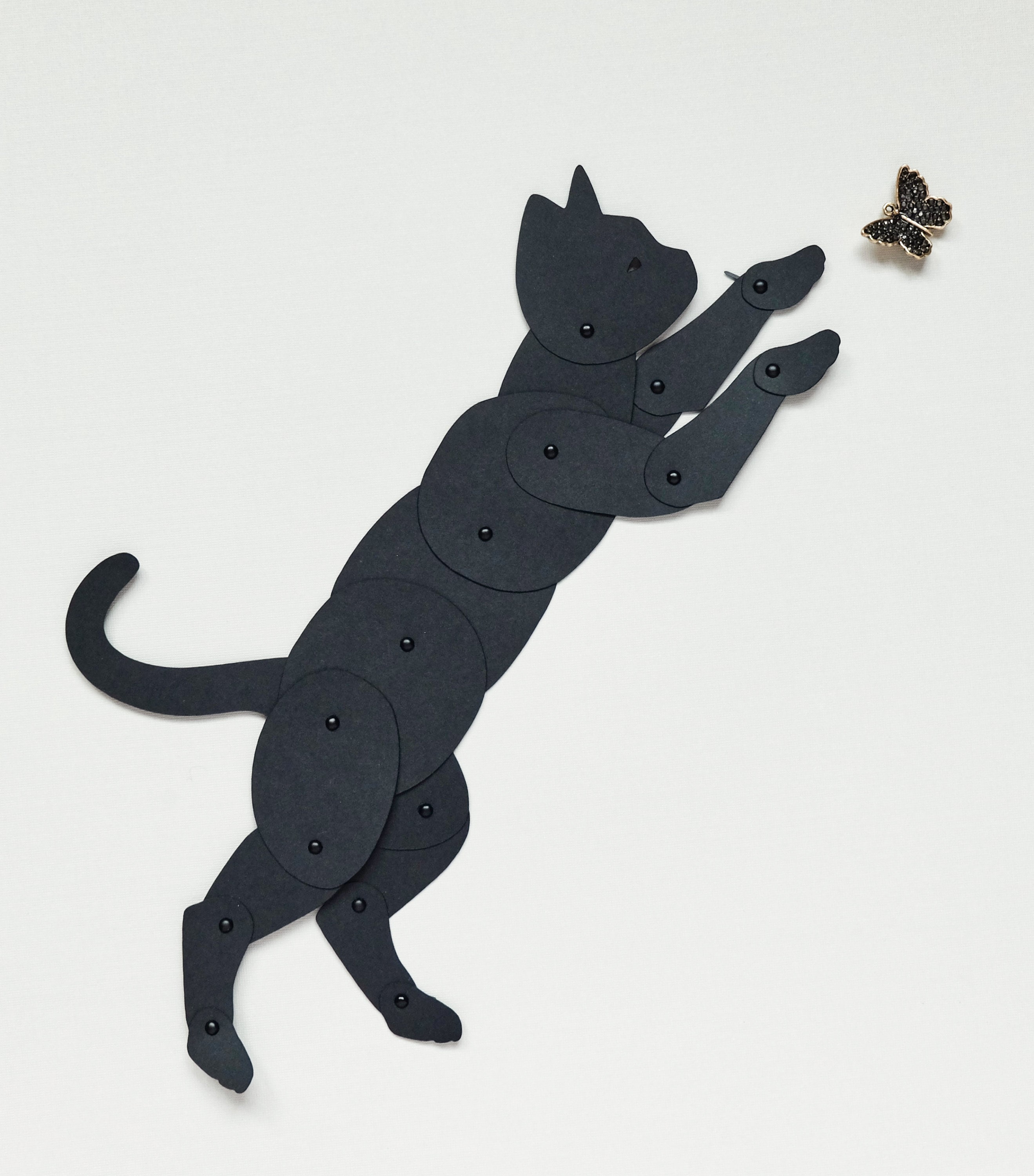 Black Cat Paper Puppet Articulated Doll - Etsy