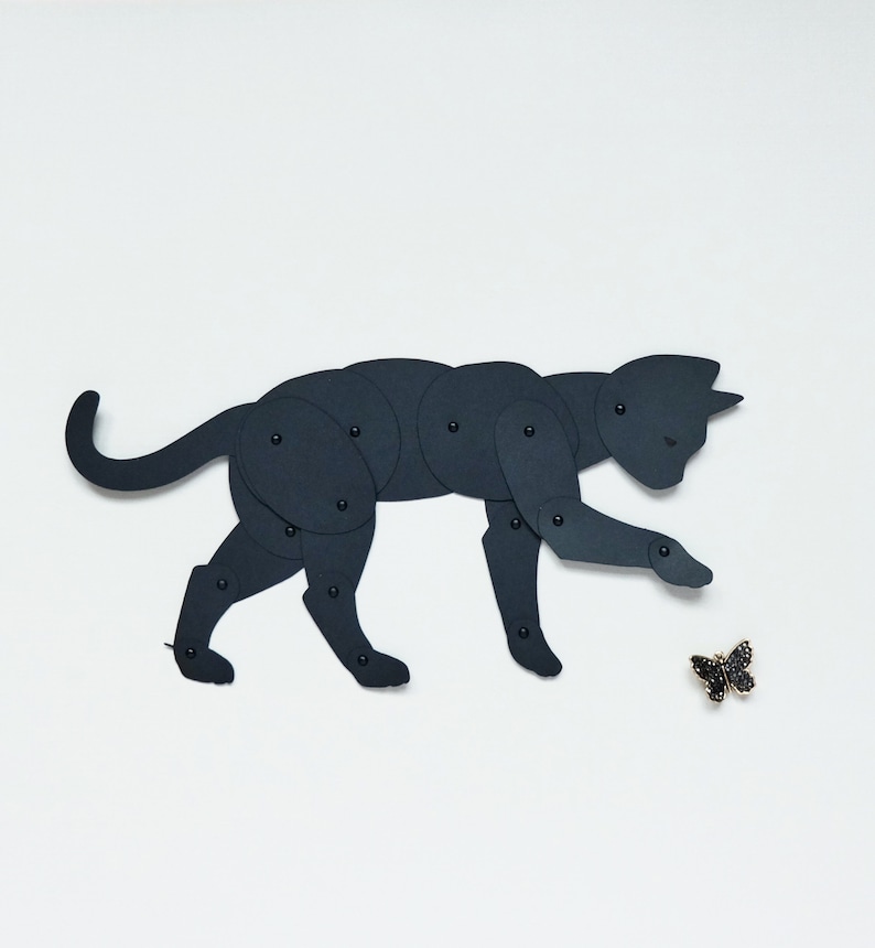 Black Cat Paper Puppet Articulated Doll - Etsy