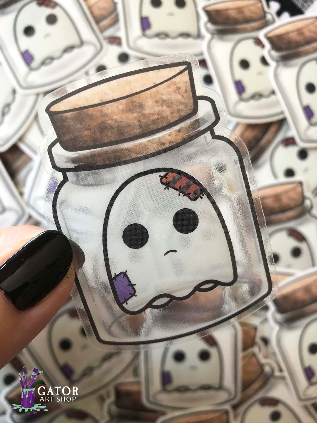 Ghost in a Jar - Halloween Clear Vinyl Sticker 1.8" X 2.5" - Etsy