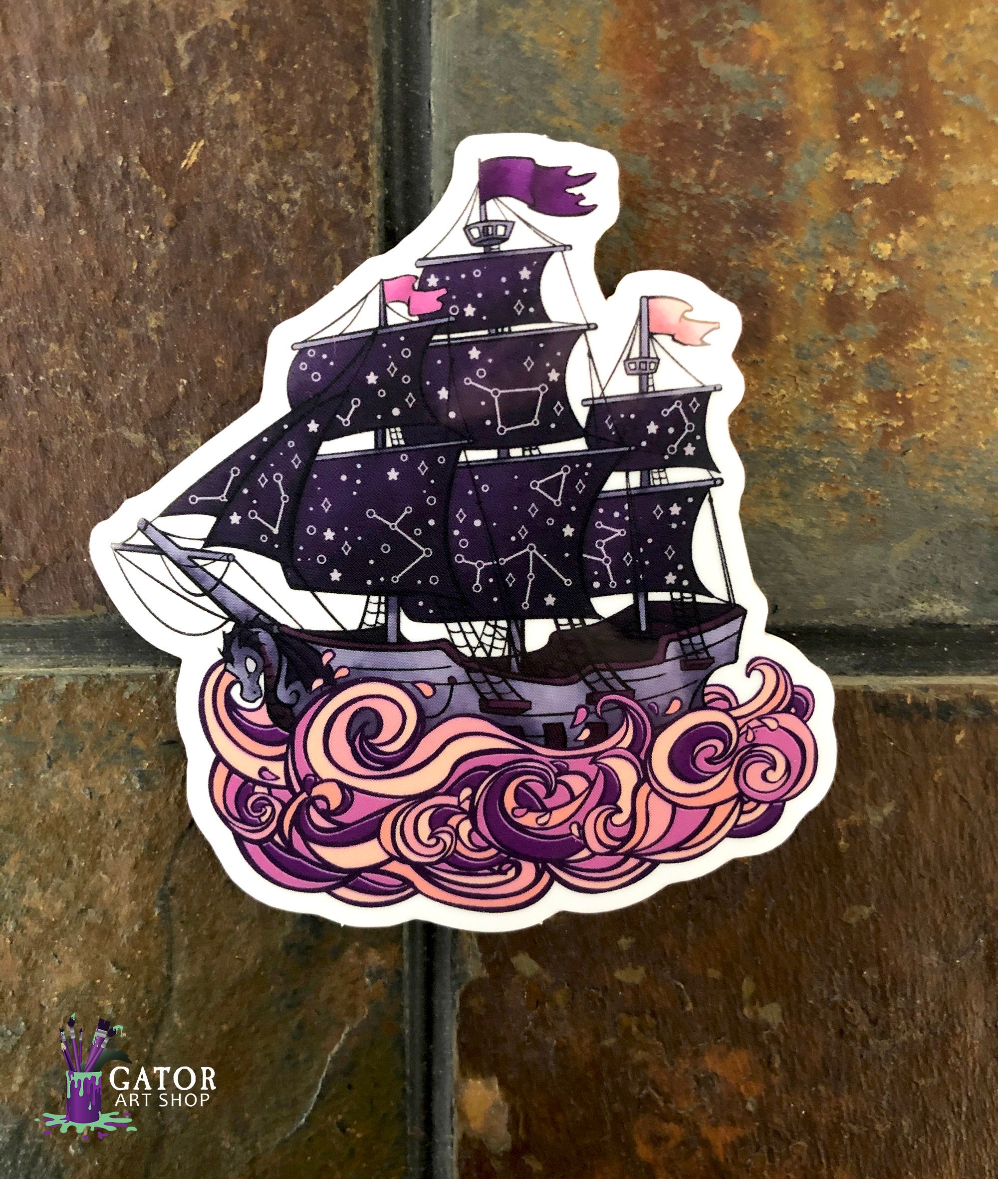 Amethyst Starry Pirate Ship Sticker Clear Vinyl | Etsy