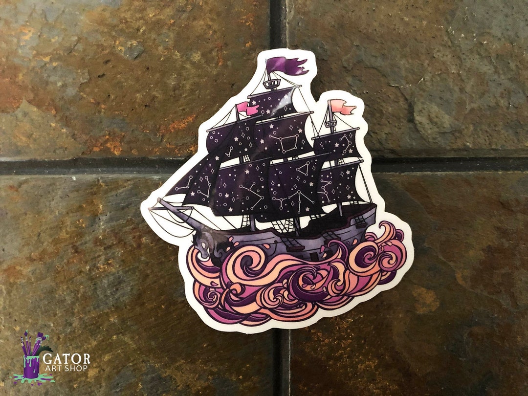 Amethyst Starry Pirate Ship Sticker - Clear Vinyl 3"x2.9" - Etsy