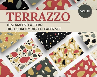 Terrazzo Digital Paper Pack Seamless Repeating Pattern in - Etsy