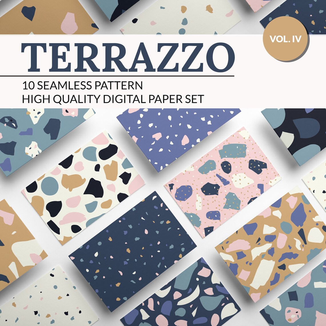 TERRAZZO Digital Paper Pack Abstract Tiles Seamless Pattern Clipart ...