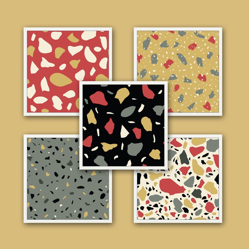 TERRAZZO Digital Paper Set Natural Color Mosaic Tiles Design Terrazzo ...