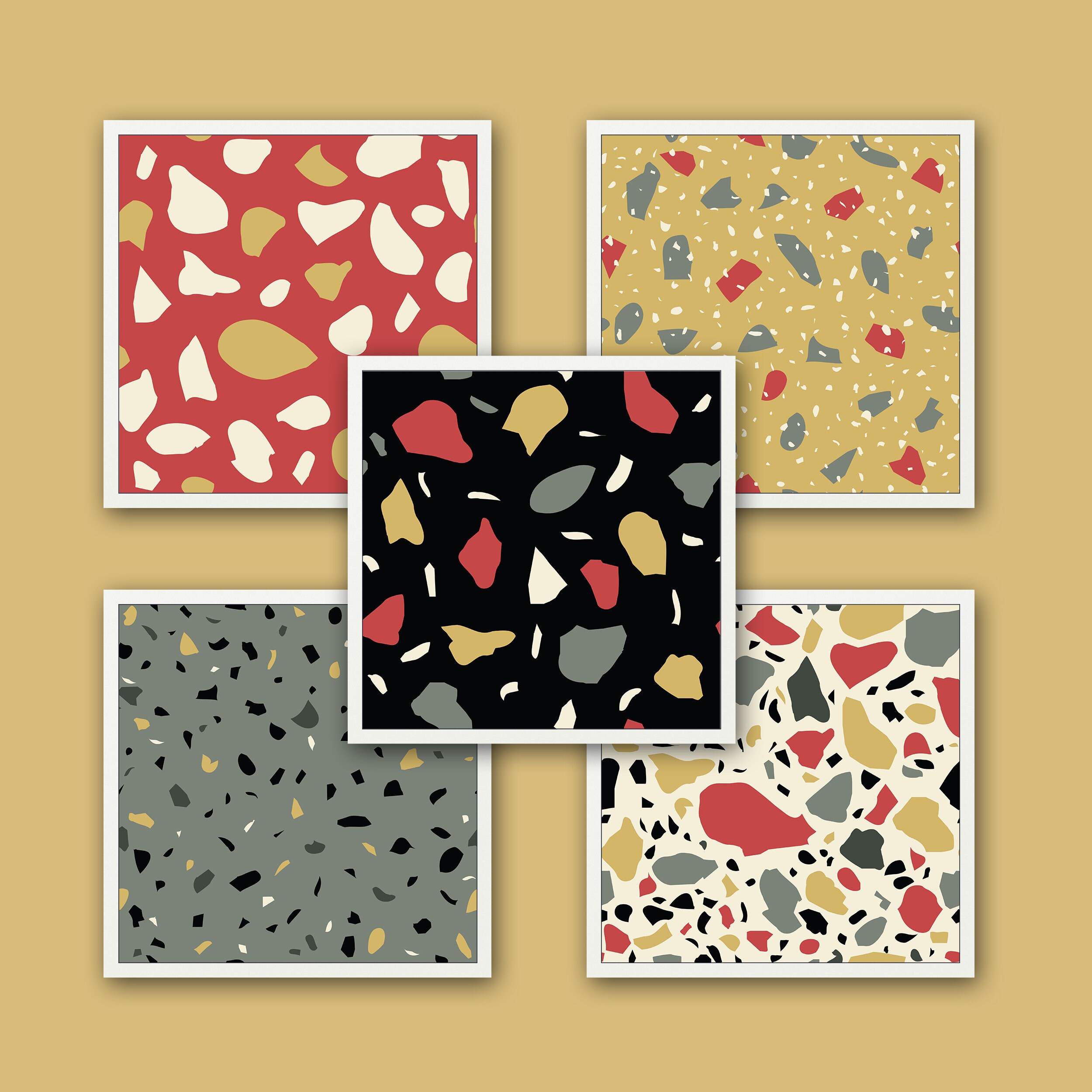 TERRAZZO Digital Paper Set Natural Color Mosaic Tiles Design Terrazzo ...